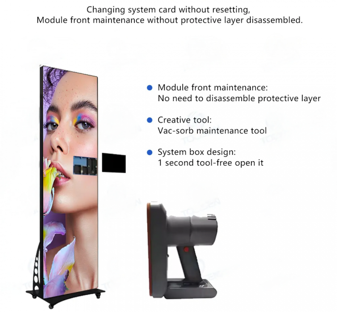 Floor Standing Led Digital Poster Display Control Wifi USB Movable ...