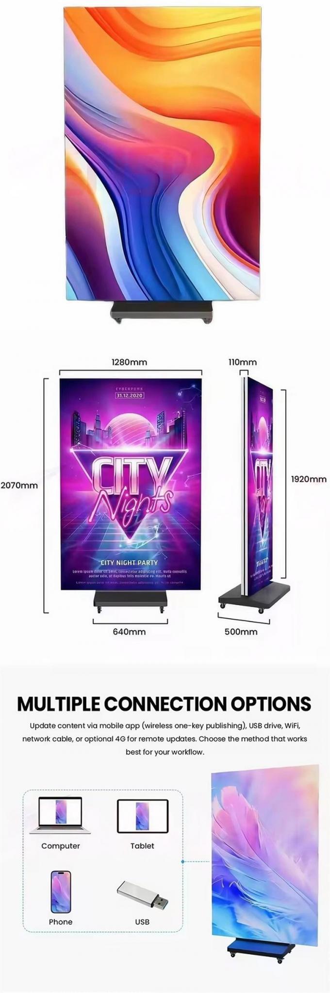 Tri-Fold LED Poster Screen 1280x1920mm Indoor Display