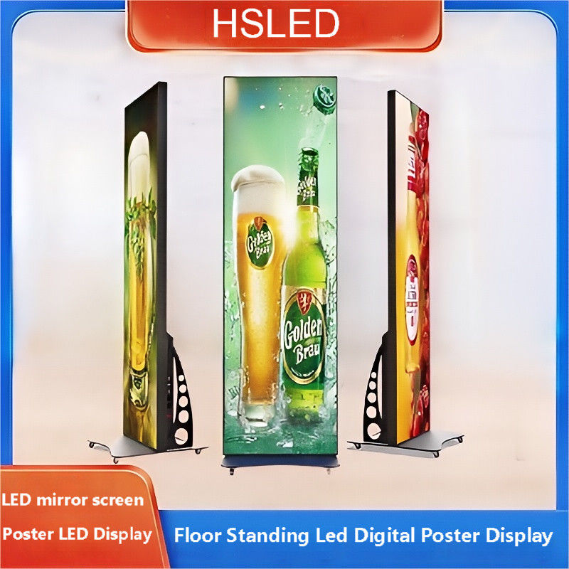 Floor Standing Led Digital Poster Display Control Wifi USB Movable ...