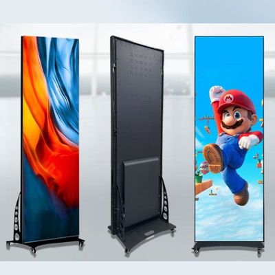 Floor Standing Led Digital Poster Display Control Wifi USB Movable ...